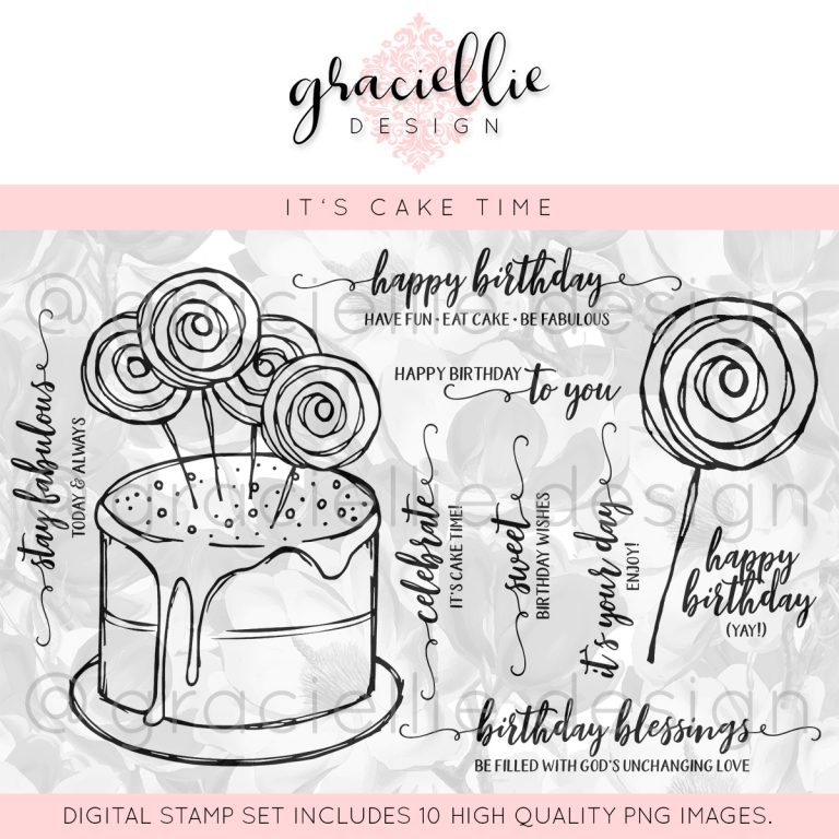 It's Cake Time Digital Stamp Set - Graciellie Design Digital Stamps