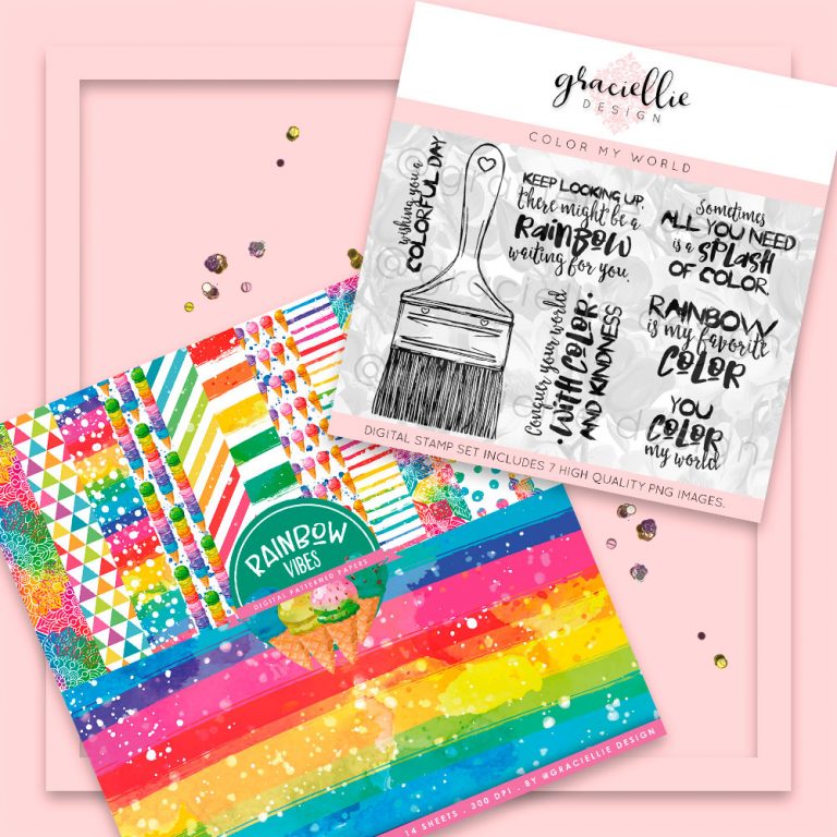 Rainbow Vibes Duo Bundle - Graciellie Design Digital Stamps