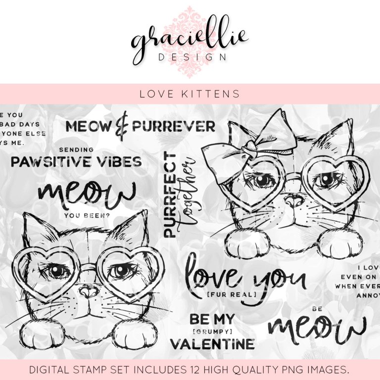 Love Kittens Digital Stamp Bundle - Graciellie Design Digital Stamps