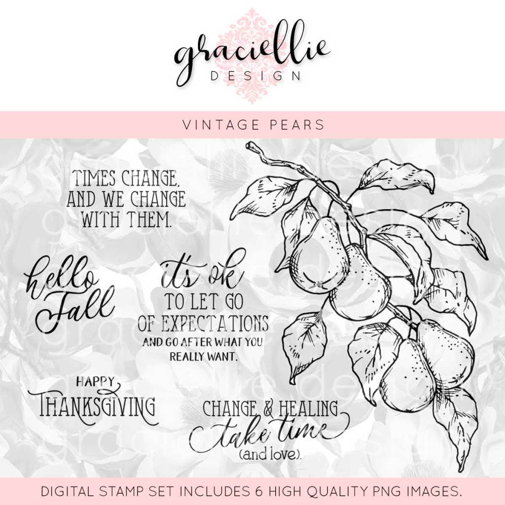 NEW Fall Digis • Vintage Pears Digital Stamp Set - raciellie Design ...