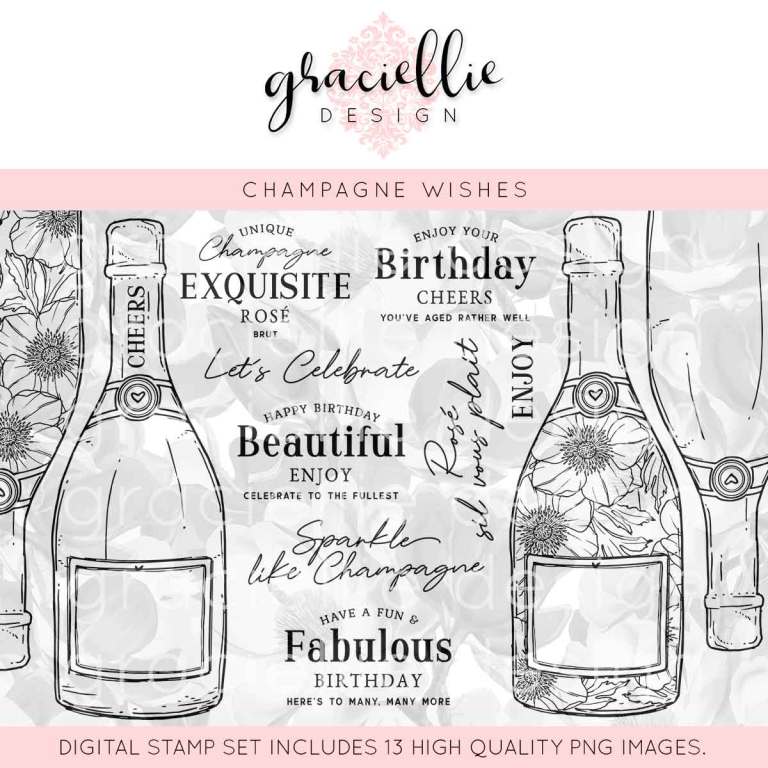 Champagne Wishes Mega Digital Stamp Set - Graciellie Design Digital Stamps