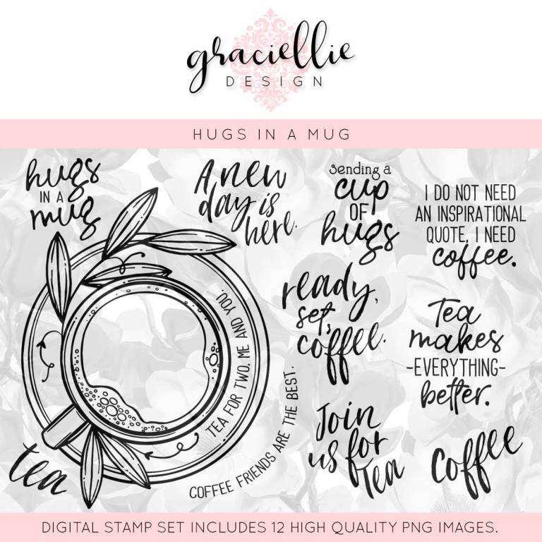 Hugs in a Mug Mega Digital Stamp Set - Graciellie Design Digital Stamps