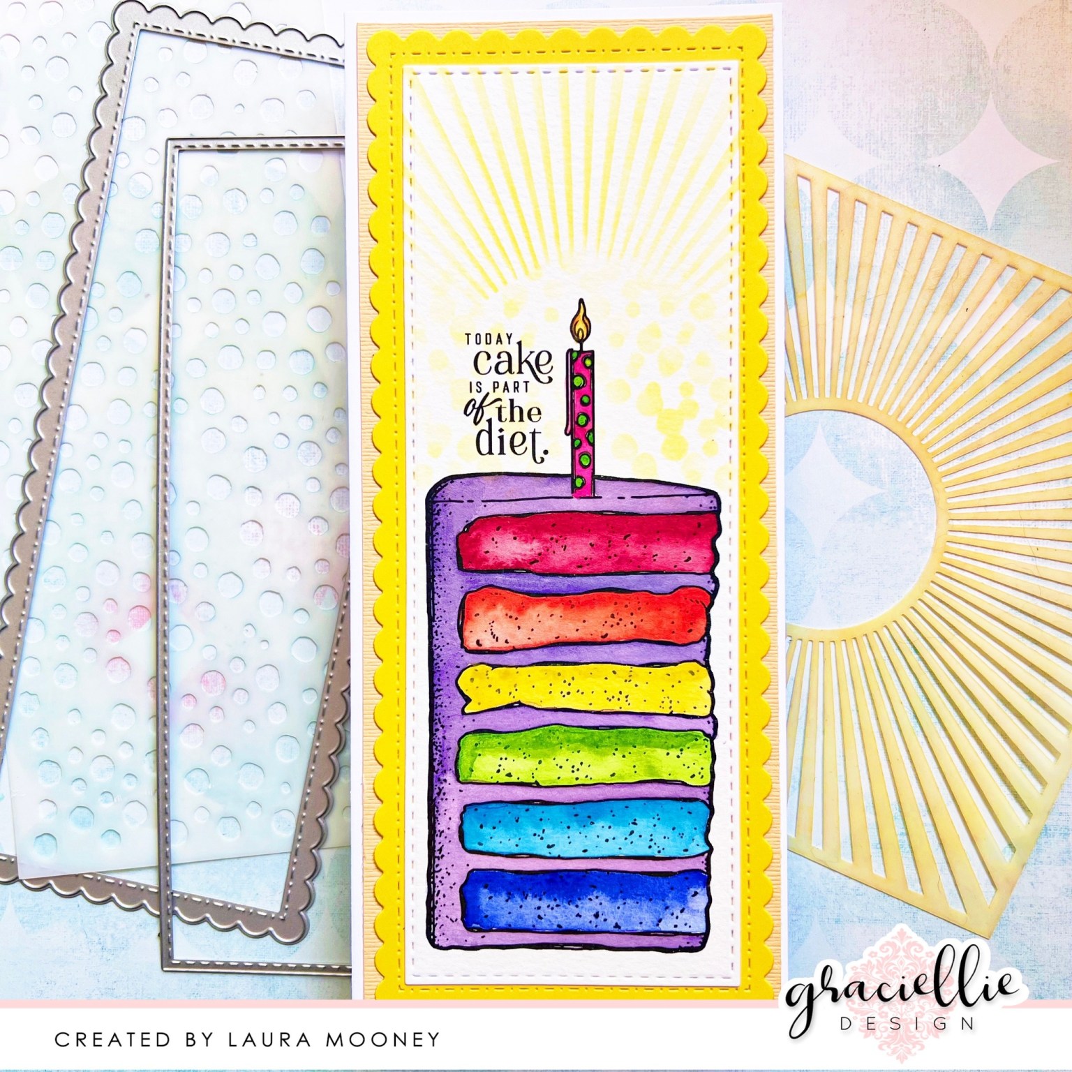 Rainbow Birthday Cake Mega Digital Stamp Set - Graciellie Design ...