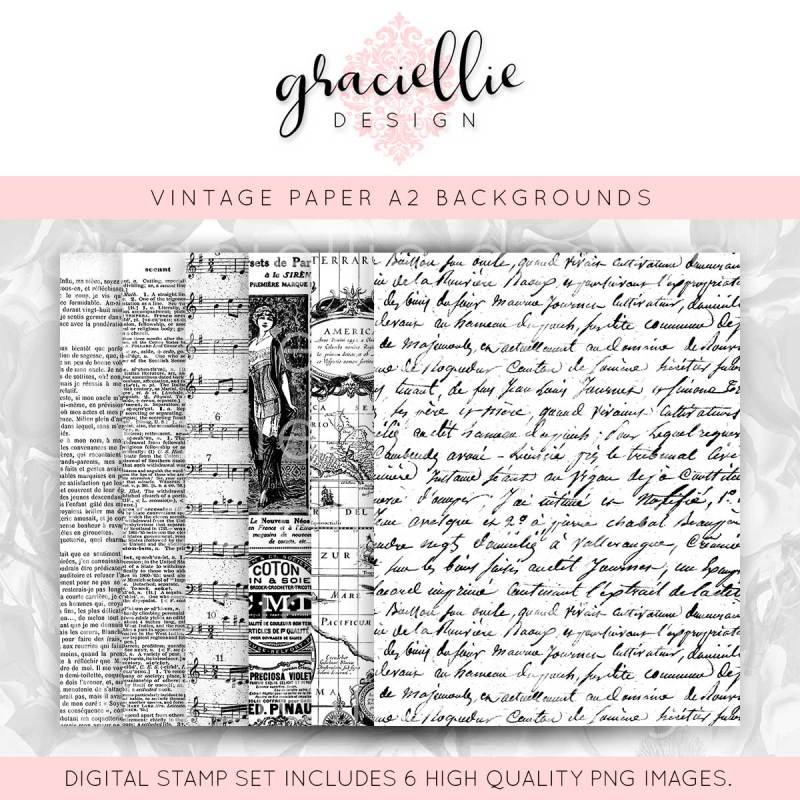 NEW • Vintage Papers A2 Backgrounds Digital Stamp Bundle - Graciellie ...